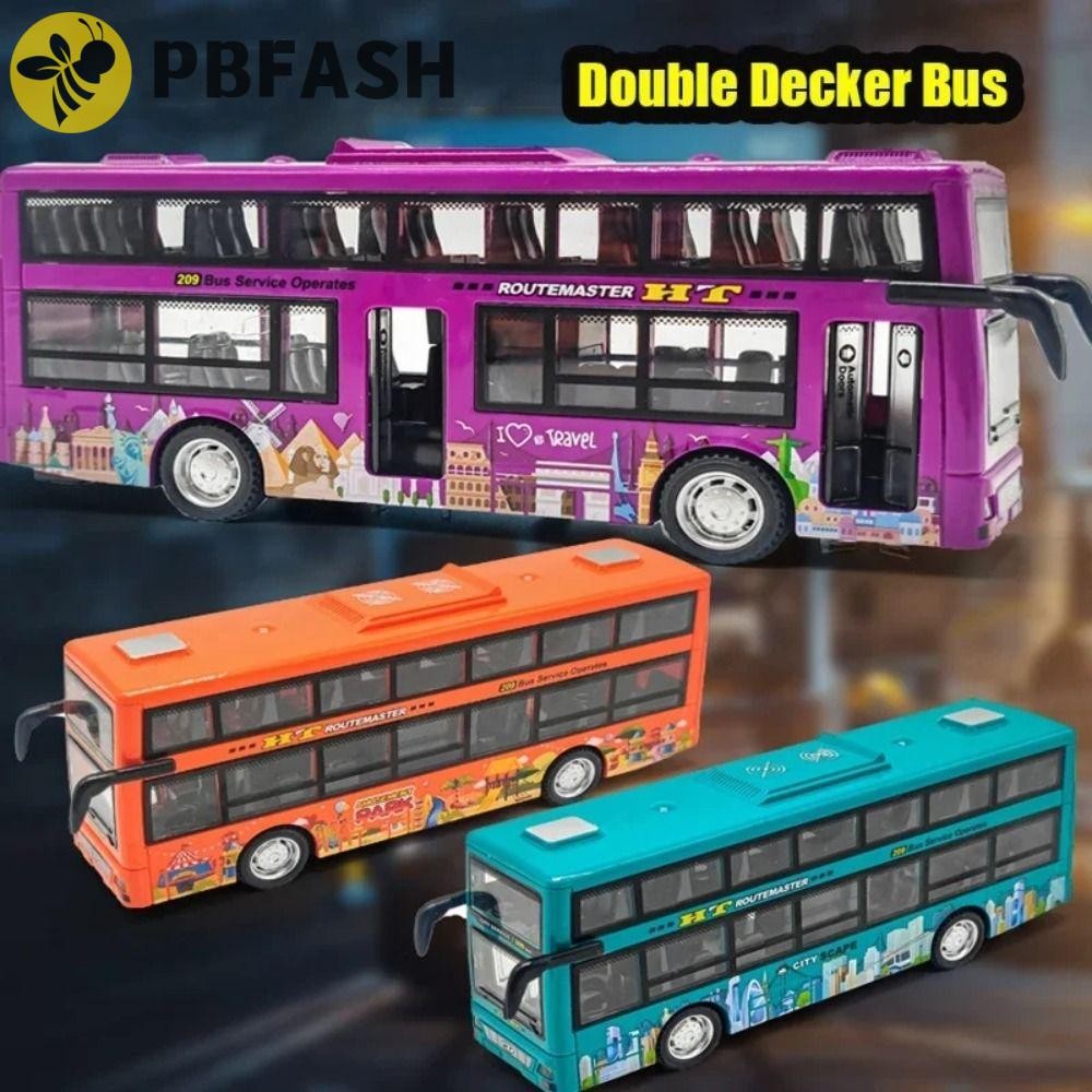 PBFASH Double Decker Bus Model, Light Music Open the Door Pull Back ...