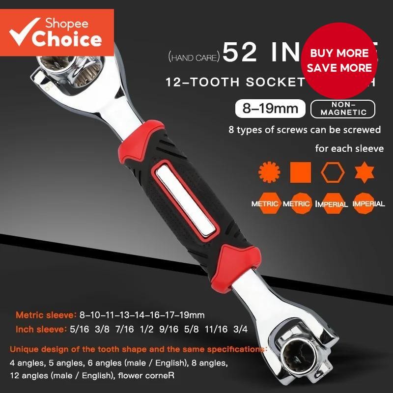 52-in-1 Universal Ratchet Socket Tool Set with 360-Degree Rotating ...