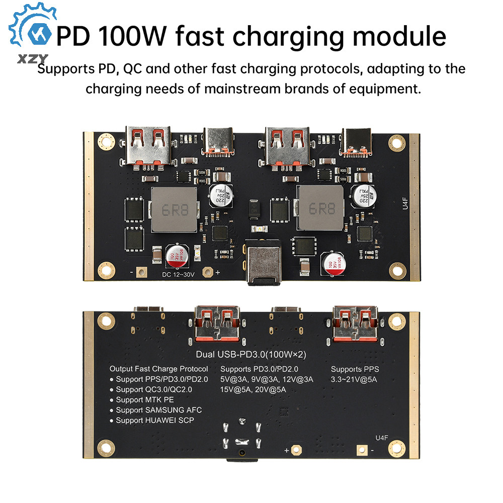 2-Way PD 100W Fast Charging Module DC12-30V 100W Multi-protocol Smart ...
