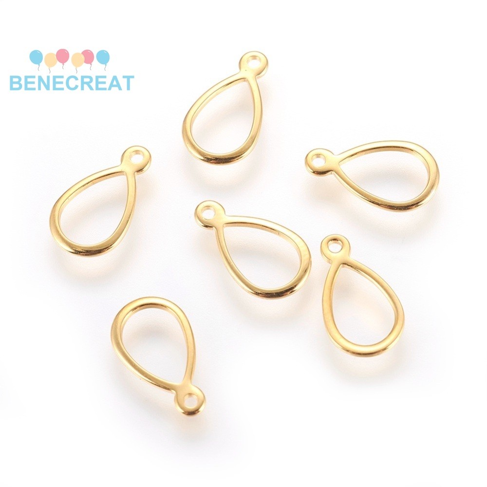 20pc 304 Stainless Steel Open Charms Teardrop Golden 12x7x1mm Hole: 1mm ...