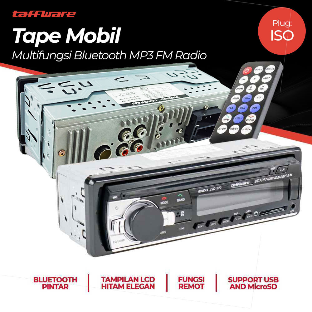 Taffware Multifunction Car Audio Tape Bluetooth MP3 FM Radio ISO 1 DIN ...