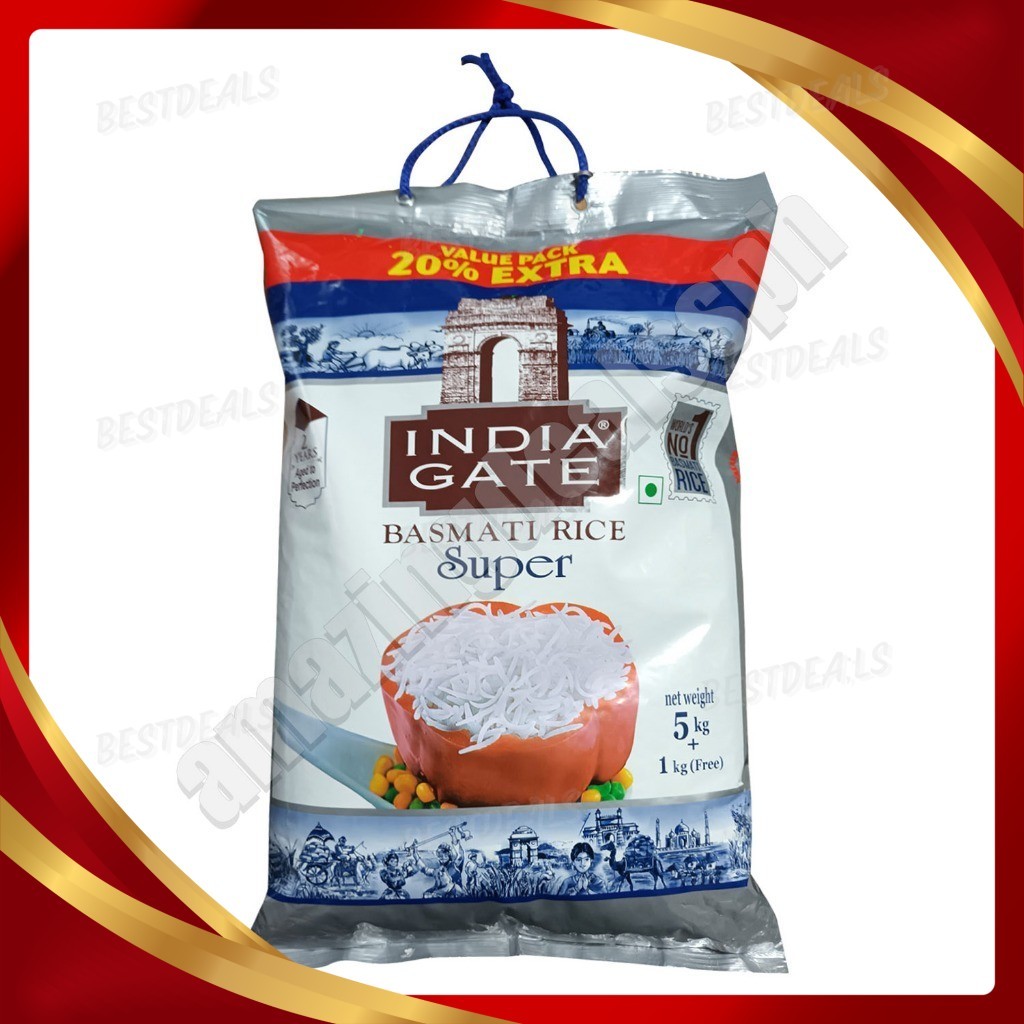 India Gate Basmati Rice Super 5kg+1kg | Shopee Philippines