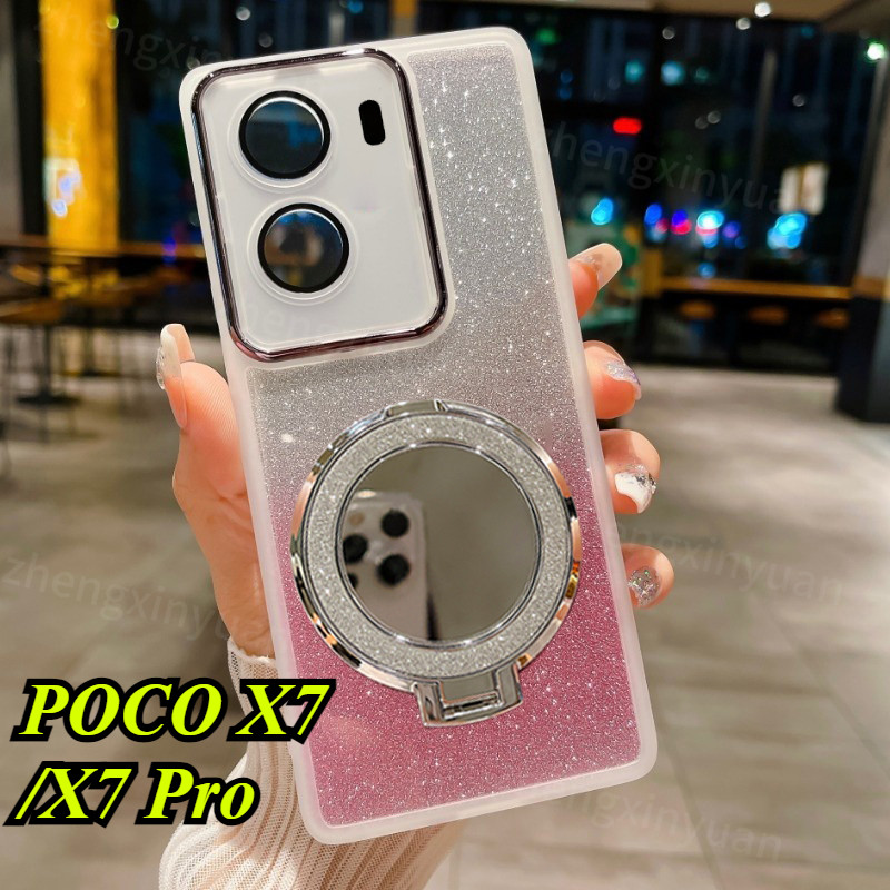 Casing for POCO X7 Pro 5G 2025 Transparent With mirror Ring Holder ...