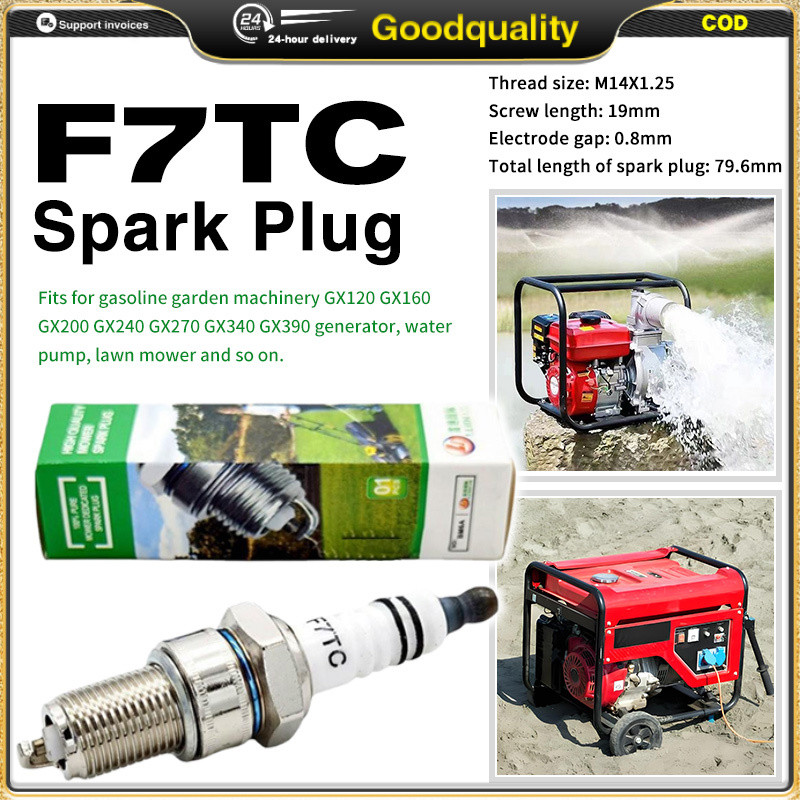 F7TC Spark Plug for Generator Lawnmower Tractor Rototiller Water Pump Go Kart Mini Bike Machine ...