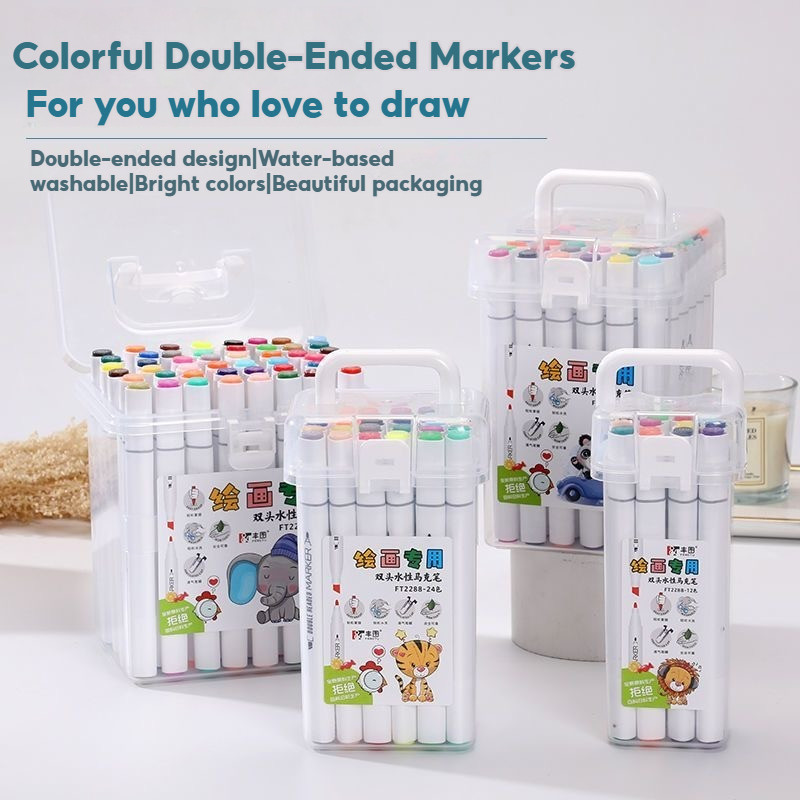 12/24/36/48 Dual Head Aqueous Pen Set Marker Washable Coloring Brush ...