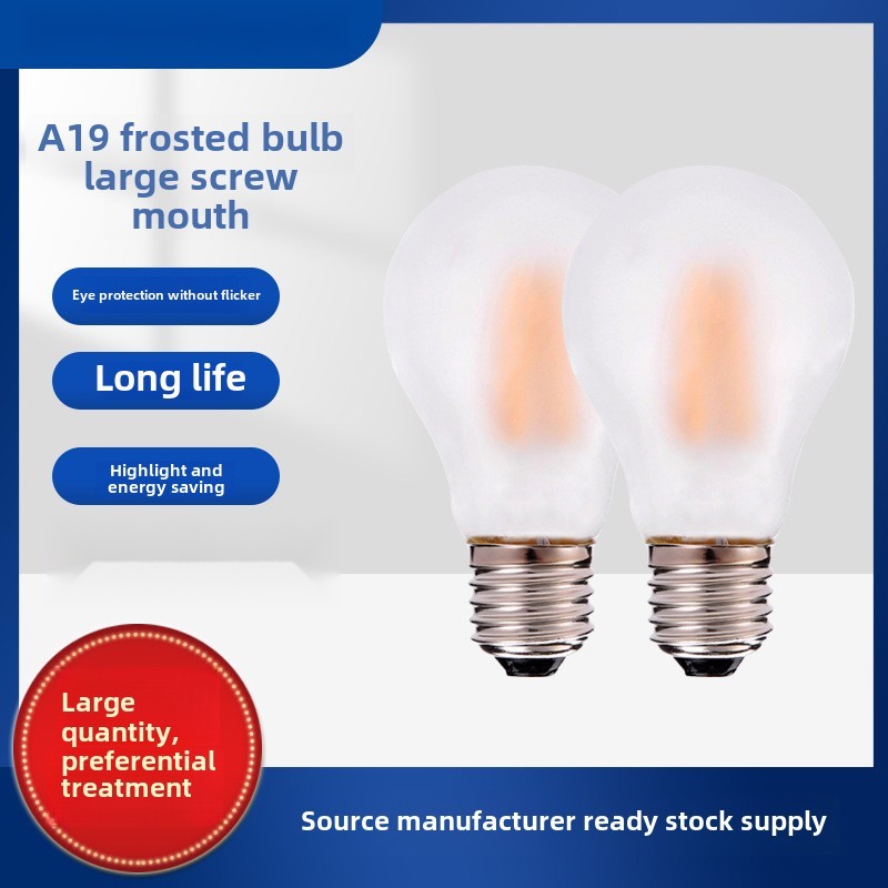 [110V/220V Optional] Edison Frosted A19 Filament Bulb Dimming E27 Screw ...