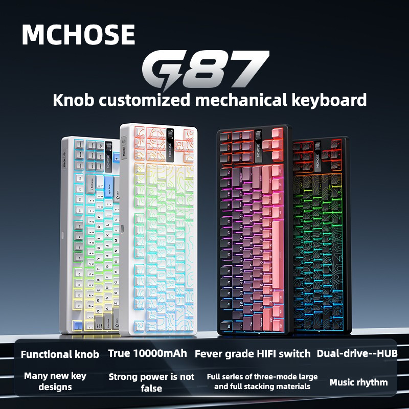 Mchose G87 Customized Mechanical Keyboard gasket Structure Wireless Tri-Mode Gaming Keyboard ...