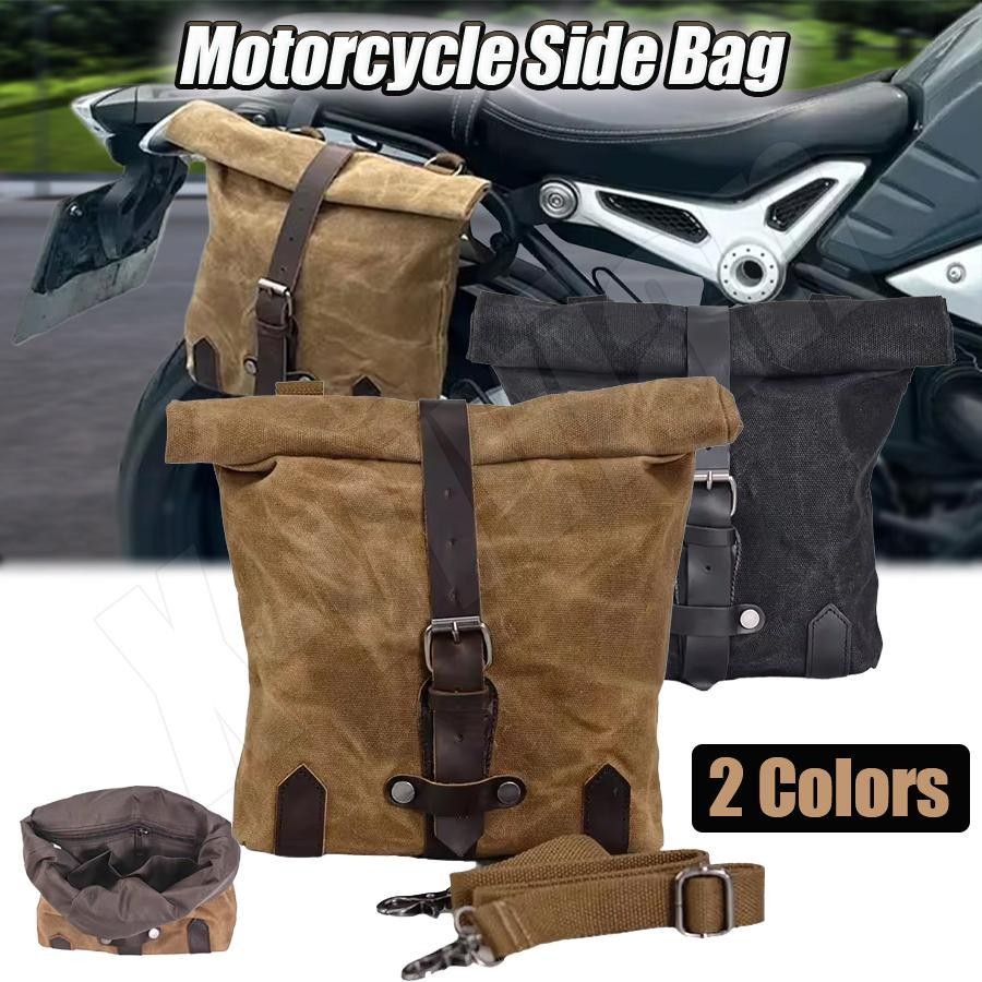 Saddle Bags Motorcycles Vintage Waxed Canvas Bag Waterproof Motorcycle ...