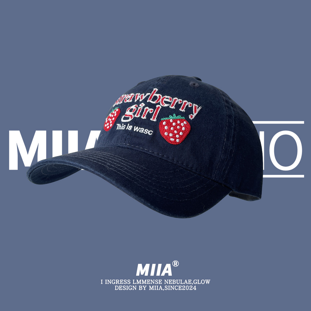 Sweet Cute Strawberry Embroidered Baseball Cap All-Match Big Head ...