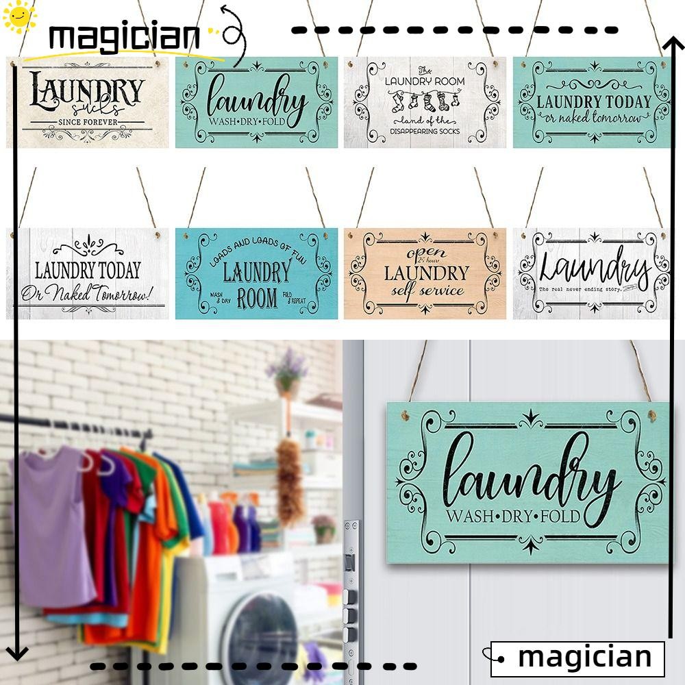 MAG Laundry Wooden Signs, Wood Door Hanger Wall Plaque Decorative ...
