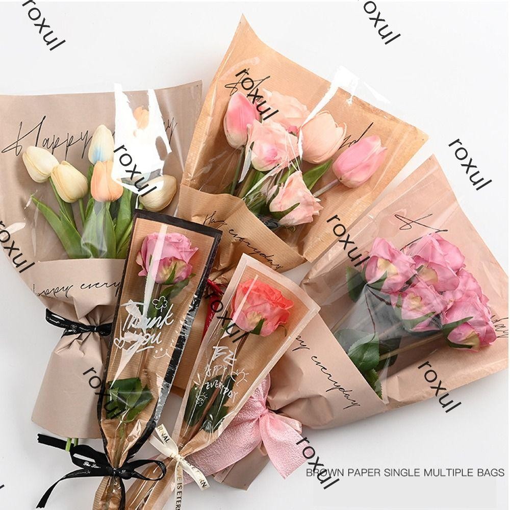ROXUL 20/30PCS Bouquet Packing Bag, Transparent Single Rose Rose ...