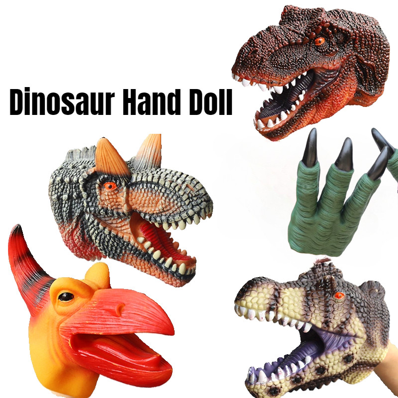 Dinosaur Hand Puppet Rubber Soft Gloves Tyrannosaurus Rex Head Model ...