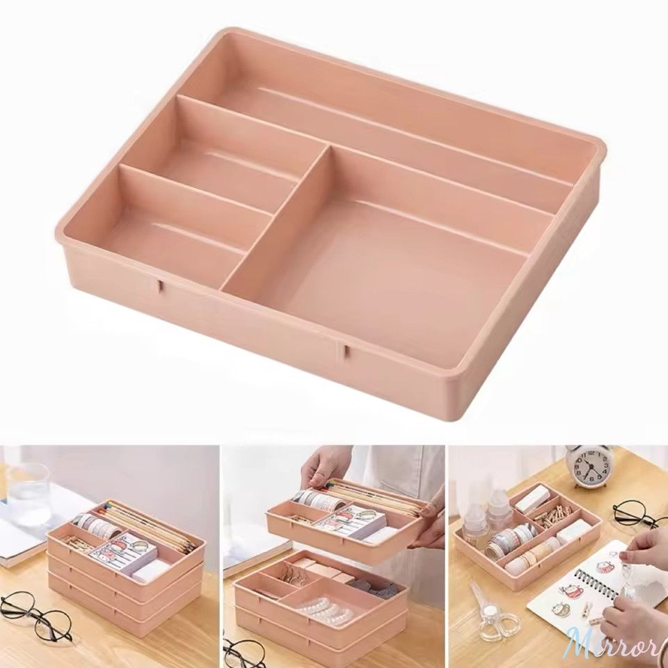 Desk Drawer Organizer Stackable Multi-cell Storage Box Tray Dressing ...