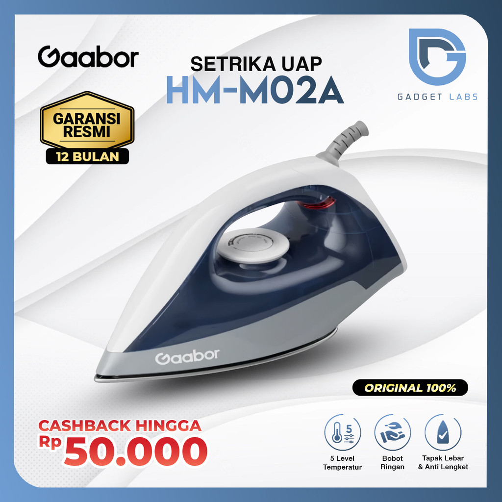 Gaabor Electric Iron HM-M02A Non-Stick Low Watt 400W Ultra Light Iron ...