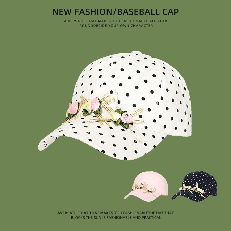 Sweet Flower Korean Polka Dot Baseball Cap Children Deep Top Wide Eaves ...