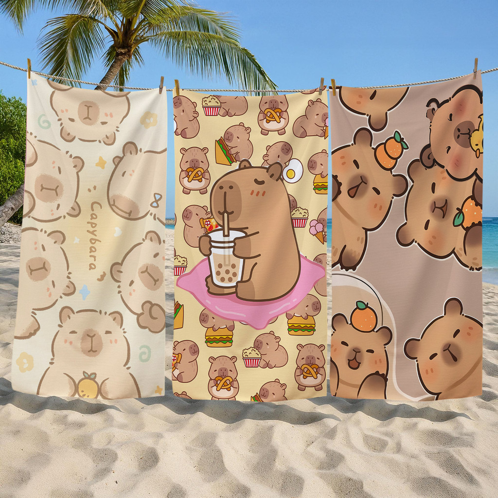Personalized Capybara Waffle Bath Towel, Beach Pool Shower Towel ...