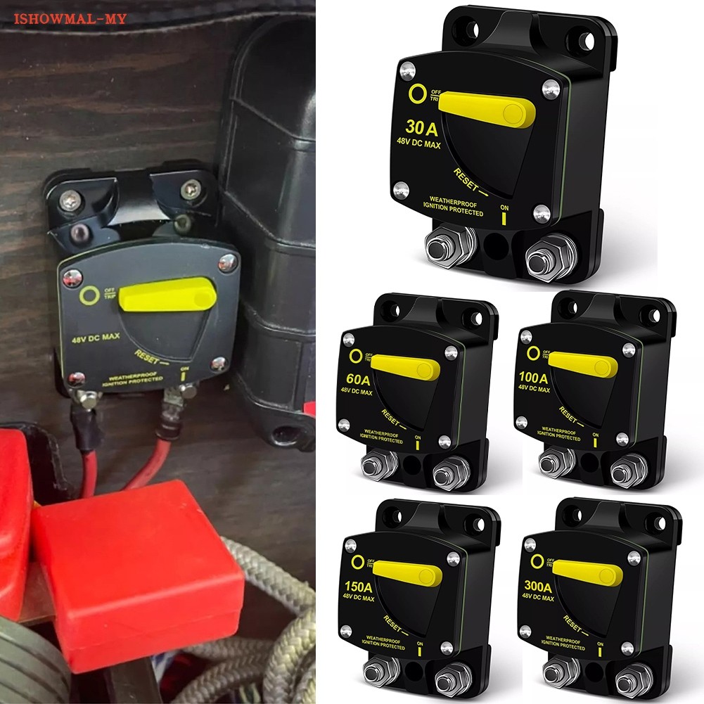 ISHOWMAL ️30-300 Amp Waterproof Car Circuit Breaker 12V-48V Fuse Reset ...