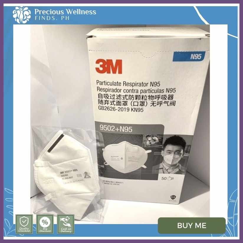 9502{S(+;B;N95;c`3M;w`Particulate;O`Respirator;c`NIOSH;Y`Approved;FE`[ 10 Pieces & 1 Box of 50's ...
