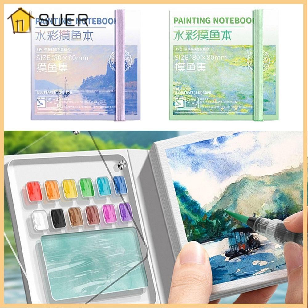 SUER1EN Tearable Painting Book, with Paint Palette Grid Paint Box ...