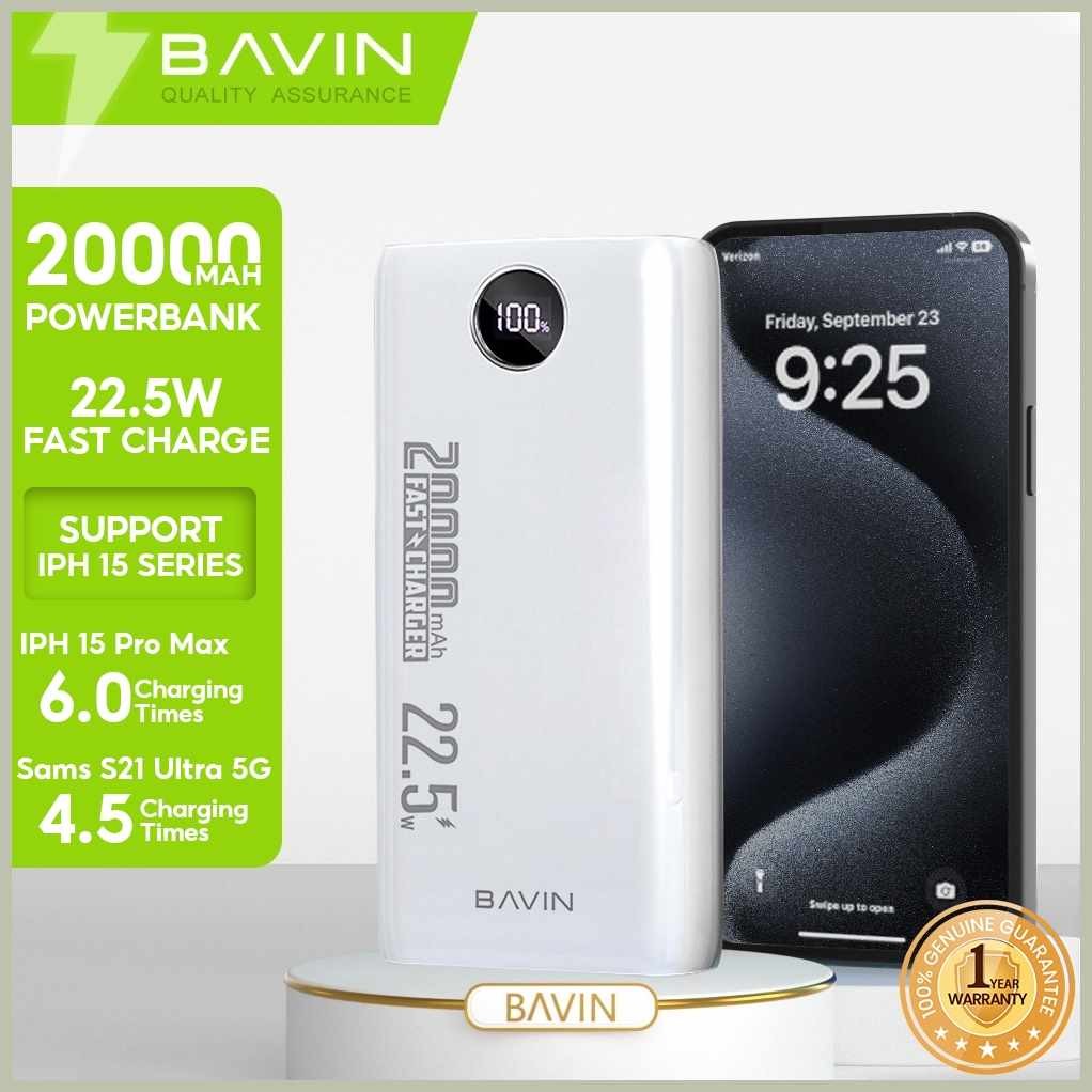 BAVIN@ry,PC051#LM;20000mAh,IB!22.5W[gd!Fast[Ze!Charging[j@T@u Power Bank Digital Display 22.5 ...