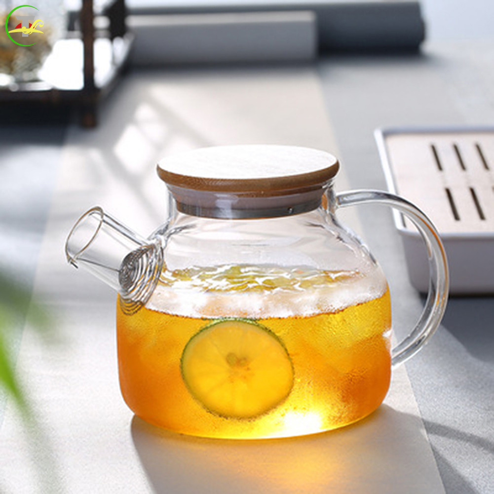Glass Pitcher With Cork Lid Design Reusable Glass Teapot With Handle ...