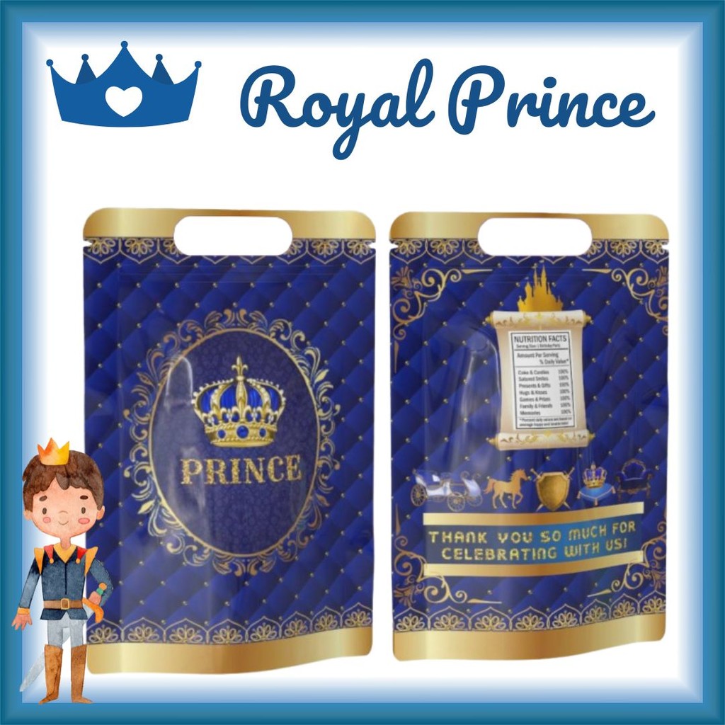 50pcs Royal Prince Theme Lootbags Giveaways Candy Bags King Royalty ...