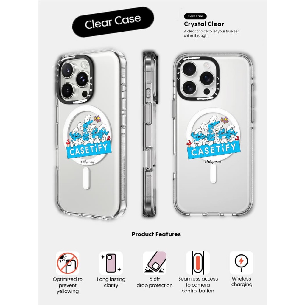 CASECASE X The Smurfs Logo Blend Case Impact Clear Magnetic Suction ...