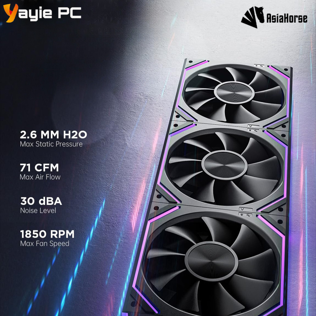 Asiahorse Fan DAWN 120mm Daisy Chain 71 CFM ARGB PWM PC CPU Cooler ...