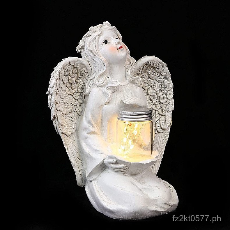 Solar Powered Angel Wings Statue Decoration for Outdoor Garden Lawn ...