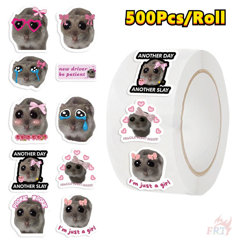 Sad Hamster - Funny Emoji . Kids Rewards Stickers 500Pcs/Roll DIY Diary Scrapbooking Sealing ...