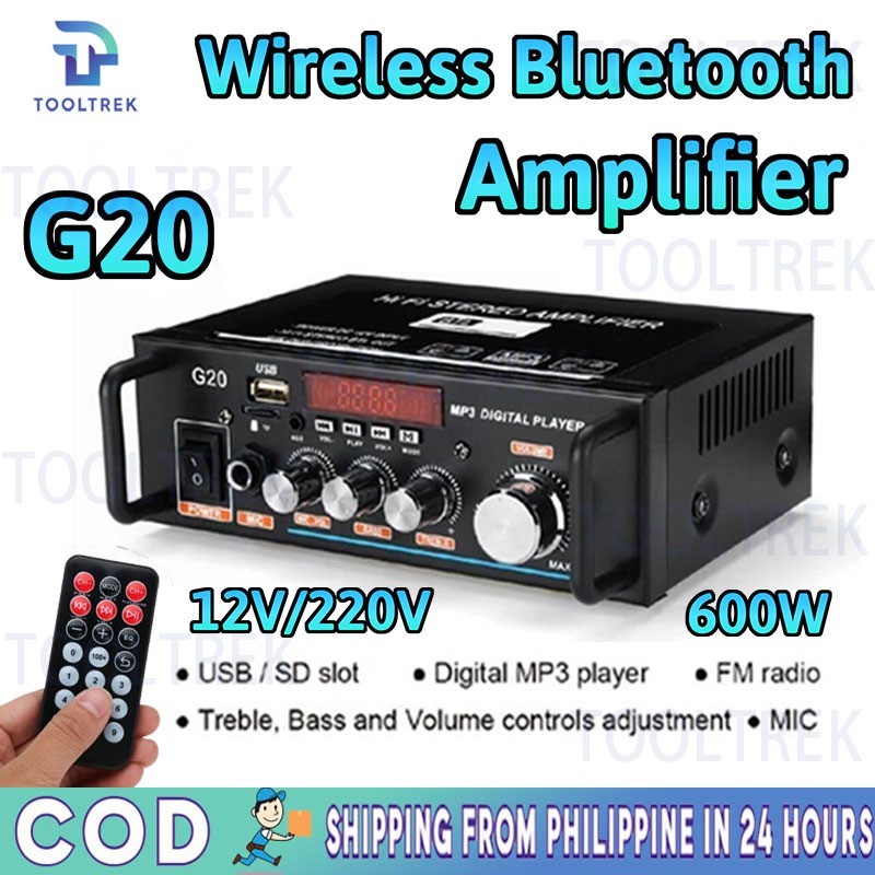 600W G20 Smart Digital Stereo Audio Amplifier HIFI Bluetooth Amplifier ...
