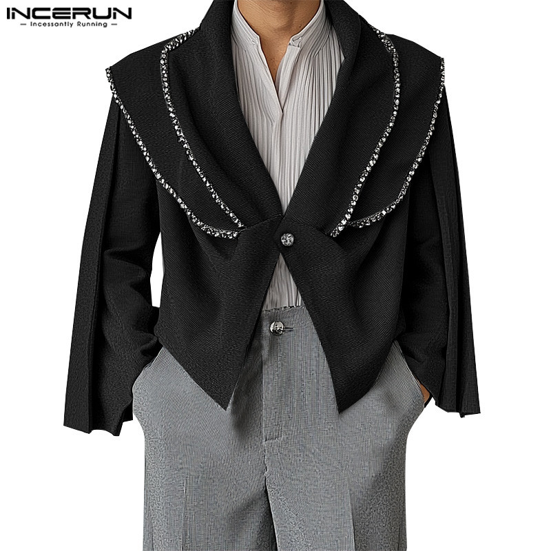 INCERUN Men Vintage Ribbon Patchwork Styling Long Sleeve Casual Blazer ...