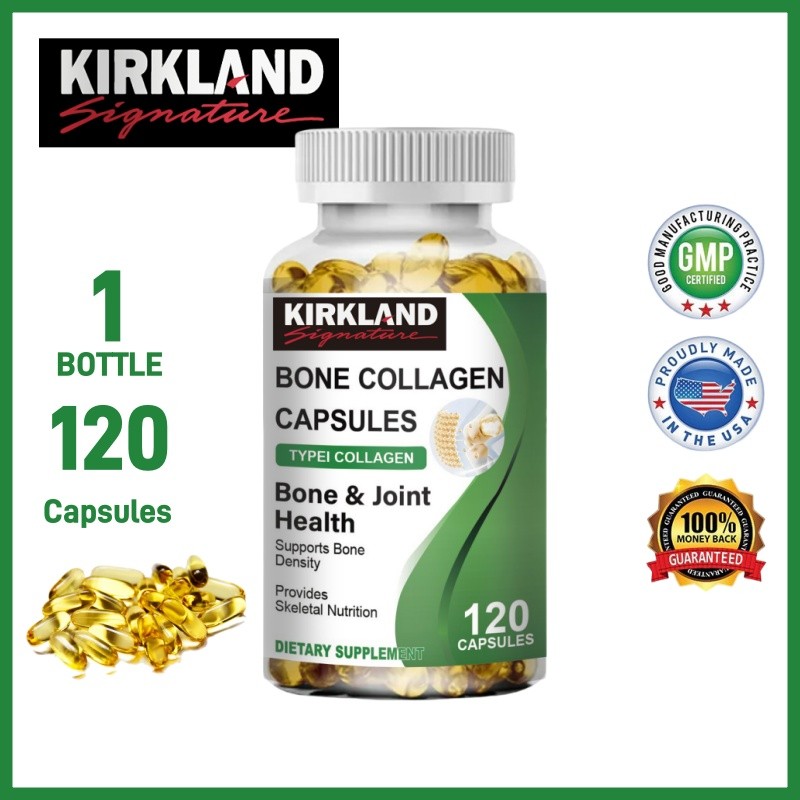 KIRK//LAND Collagen Bone Capsules for Strong Bones & Joints Boost Hair ...