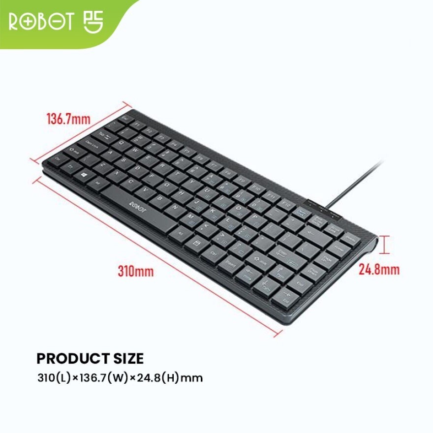TOMBOL I* RK10 Wired Keyboard UltraThin Mini USB Black ORIGINAL ROBOT ...