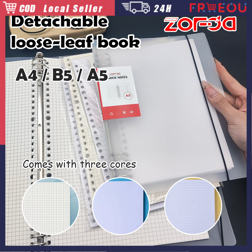 Binder notebook A5/B5/A4 refillable notebook Refill 60 sheets Loose Leaf Line/Grid/Blank ...