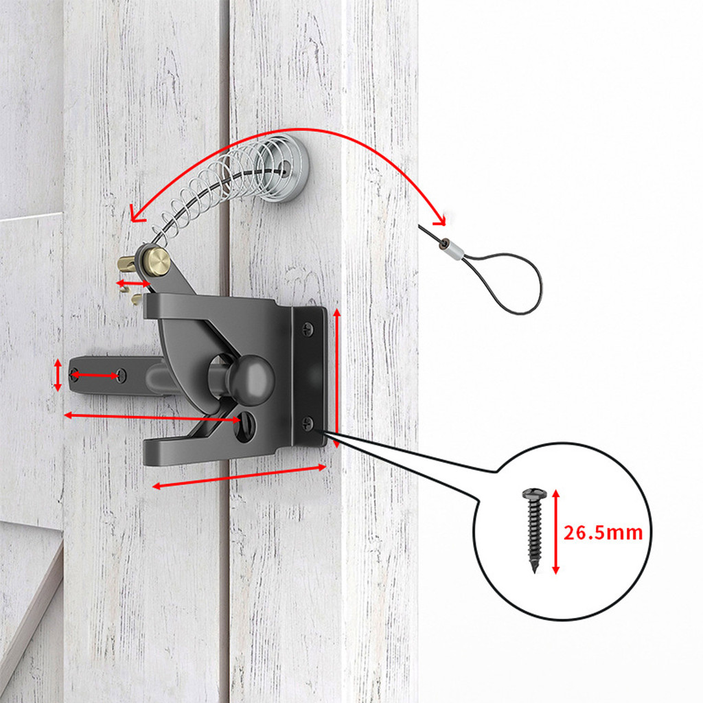 Carbon Steel Lock Self-Locking Fence Gate Latch Lock With Spring Cable ...