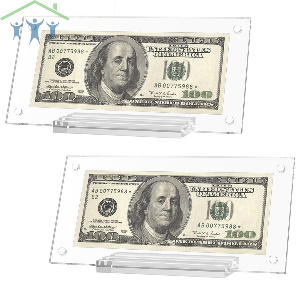 2 Pcs Dollar Bill Frame Acrylic Dollar Bill Holder with Base Double ...