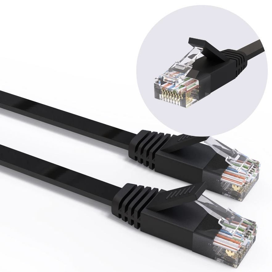 Lan Cable CAT6E Black Network Ethernet Patch Cable High Speed RJ45 ...