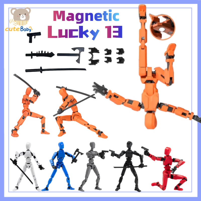 Lucky 13 Action Figure Magnetic 3D Printed T13 Robot Anime Figures Toys ...