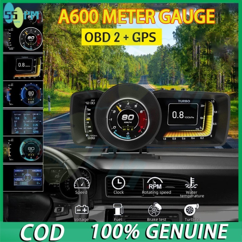 A600 Vehicle Universal Head-Up Display OBD2+GPS Dual System Digital ...