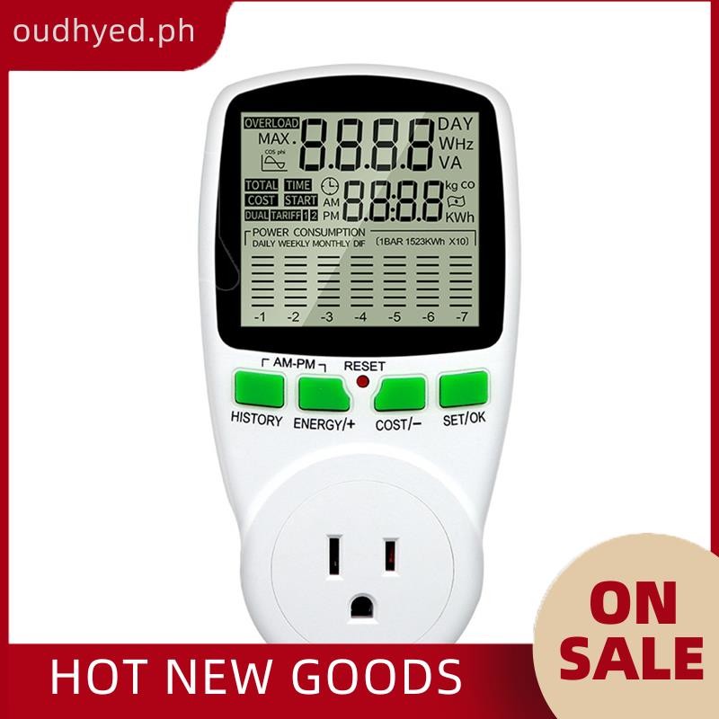 PHOU Digital LCD Energy Meter Wattmeter Wattage Electricity Kwh Power ...