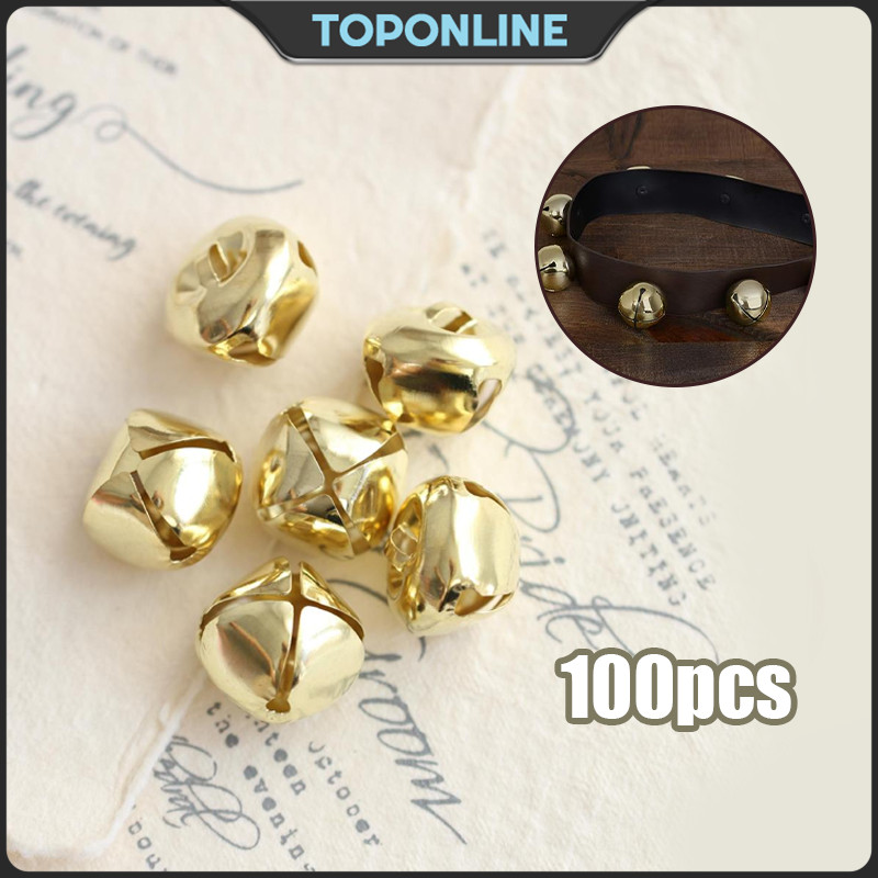 100Pcs 15mm Gold Small Bell Christmas Jingle Bells DIY Craft Metal Bell ...