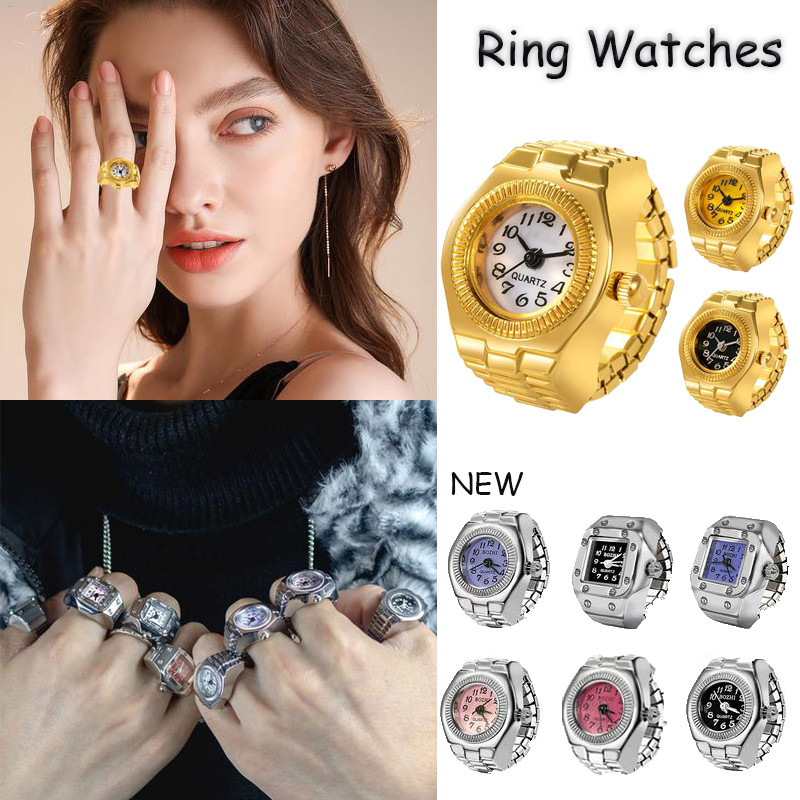 Ring Watches For Women Simple Ring Watch Elastic Retro Casual Finger ...
