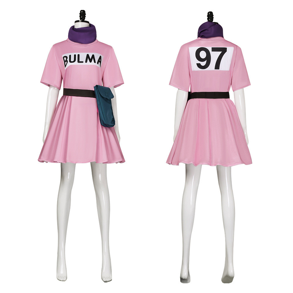Anime Bulma Cosplay Costume Pink Dress Uniform Kawaii Girls Full Set ...