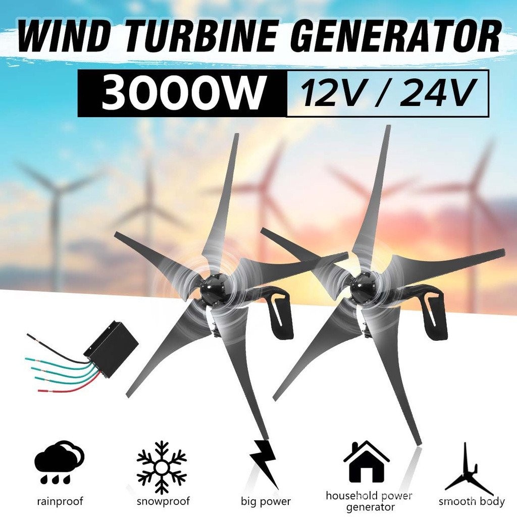 Wind Turbine Generator Low Noise High Efficiency With Controller 5 ...