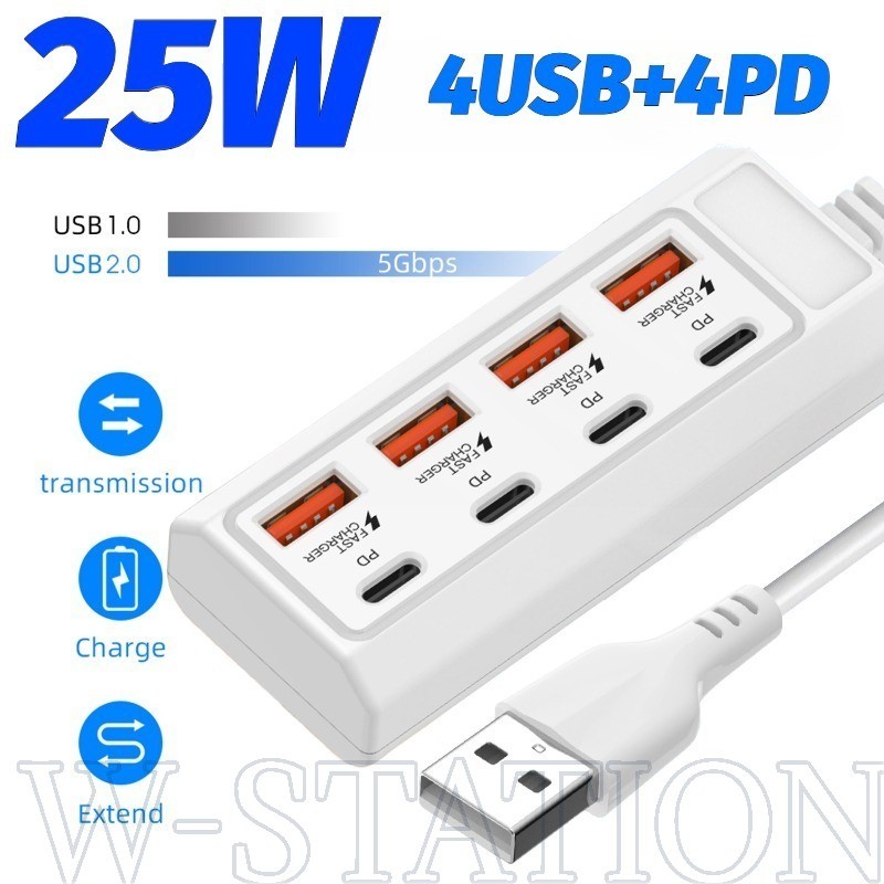 8 Ports USB C Hub Splitter - USB Type-C Docking Station - Multi-Port ...
