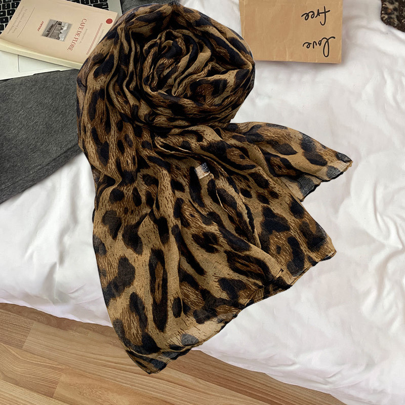 Leopard Print Scarf Retro New Style Silk Scarf Bali Yarn Thin Long ...