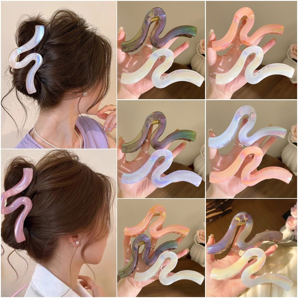 Jelly Colorful Simple Women's Back Head Hair Clip Dish Hair Shark Clip ...