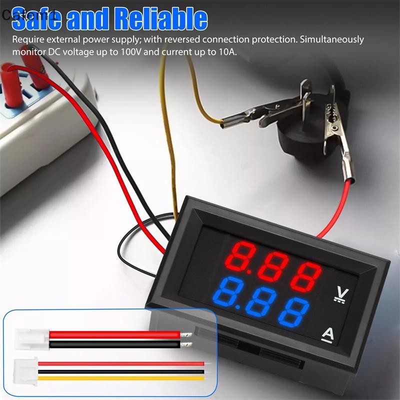 Cfph 0-100V 10A Digital Voltmeter Ammeter Dual Display Voltage Detector ...