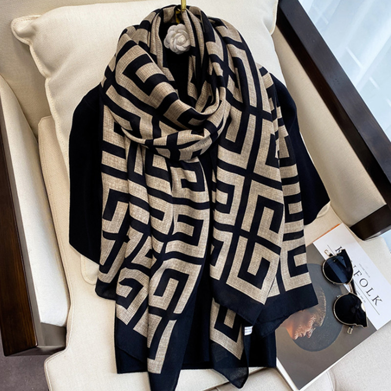 Fashion Cotton Scarf For Women Versatile Air-conditioned Room Shawl ...